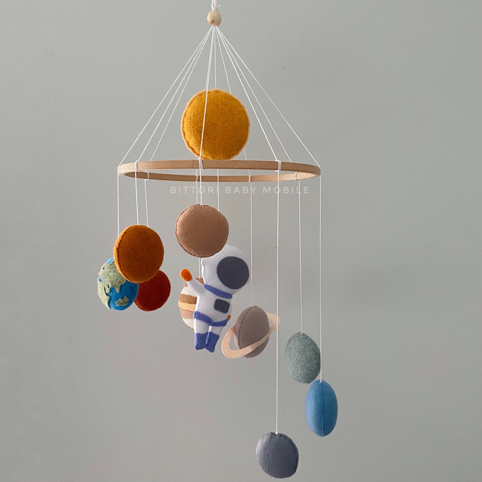 Solar system nursery mobile with planets sun astronaut. Space | Etsy