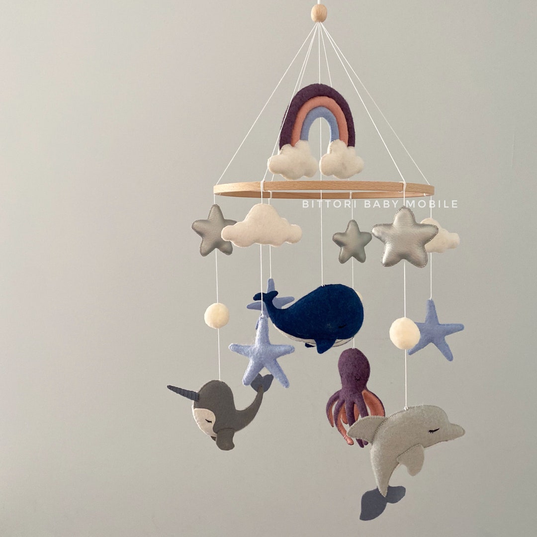 Whale Mobile for New Baby Gift, Gender Neutral Baby Mobile for the Boy ...