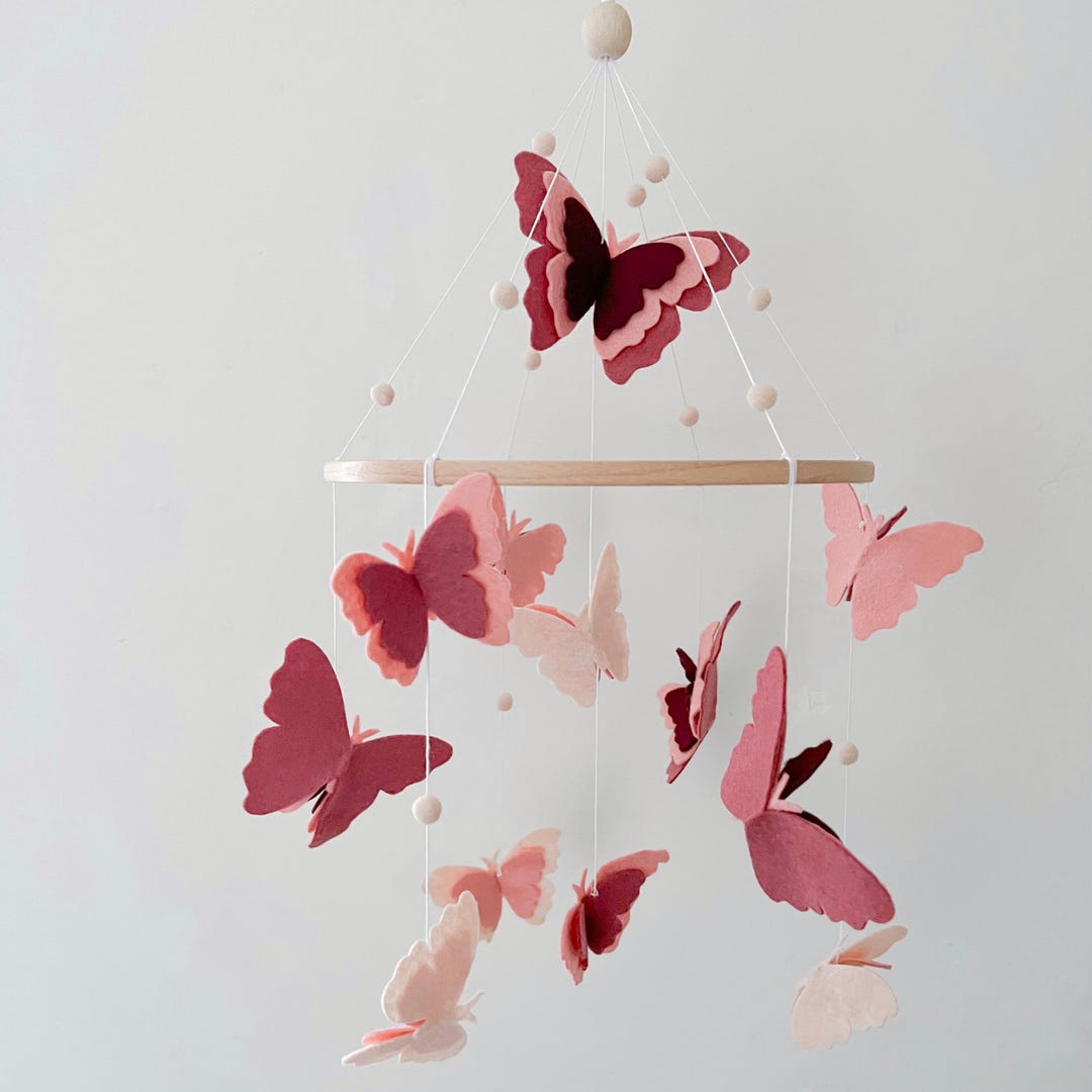Butterfly Baby Mobile | Pink Butterfly Nursery Decor | Felt Butterfly ...