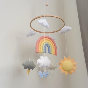 Pastel Rainbow Baby Mobile | Weather Mobile With Clouds, Sun, Raindrops ...