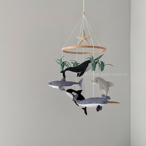 Whale Mobile for Unique Baby Gift, Nursery Fish Mobile, Baby Crib Ocean ...