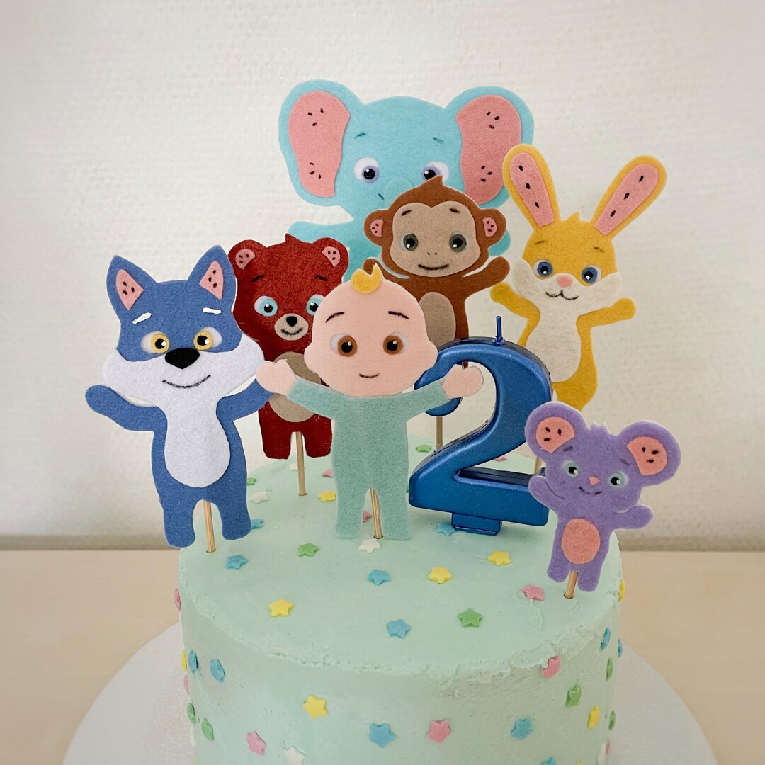 Felt Cake Toppers Set of 7 | Animal Birthday Decorations for Kids ...