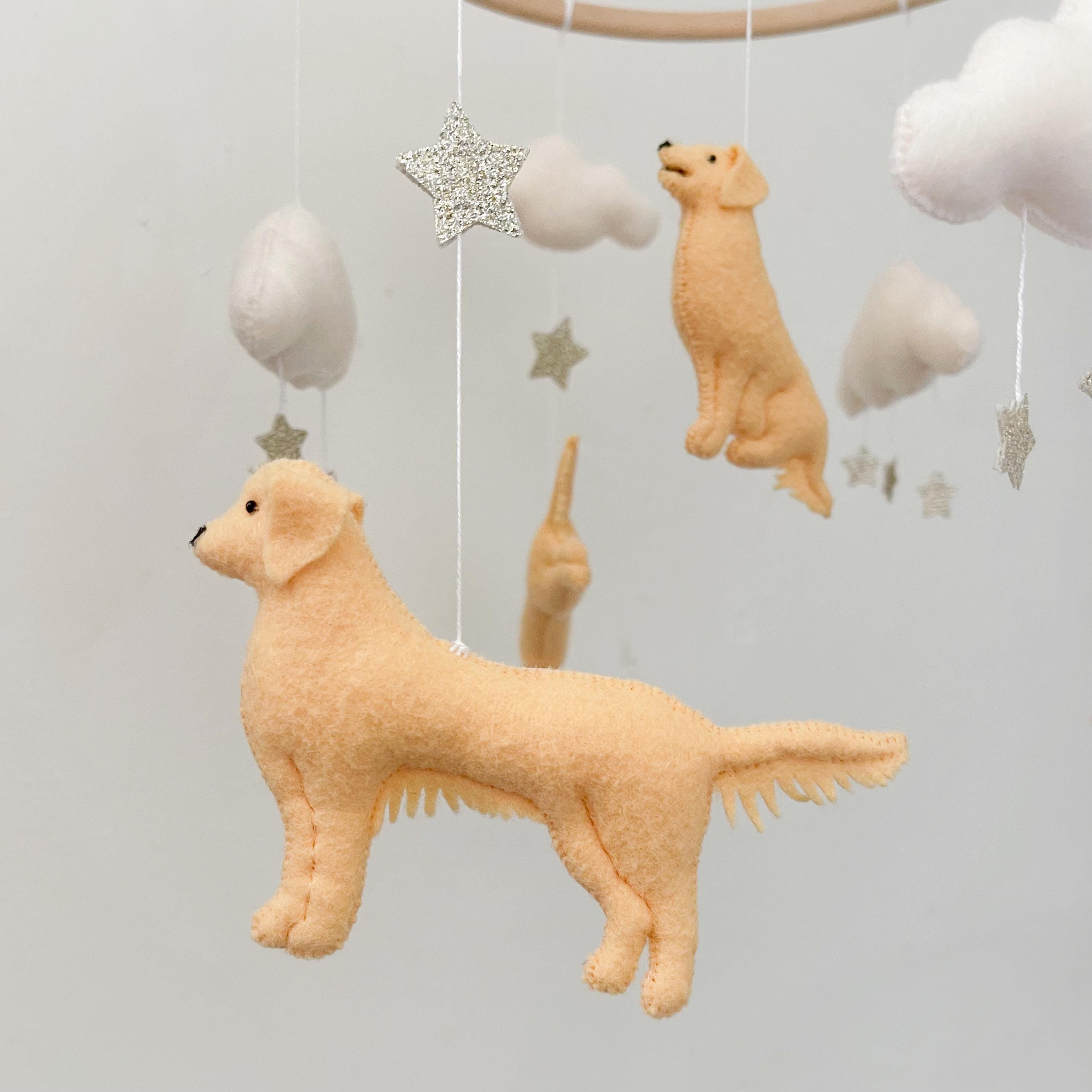 Dog Baby Mobile | Golden Retriever Felt Crib Decor | Handmade Mobile ...