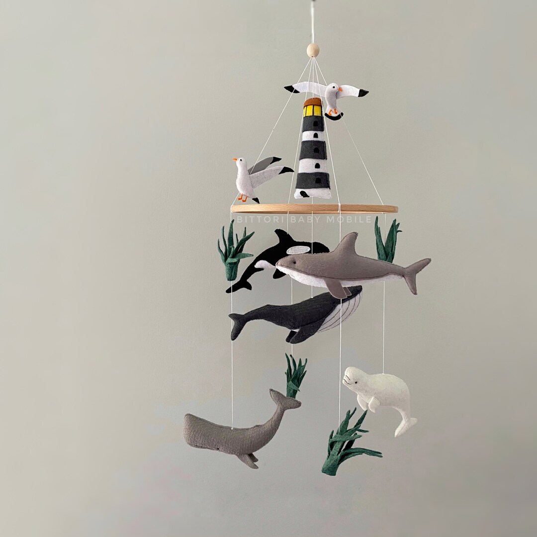 Ocean Baby Mobile | Nautical Crib Mobile With Lighthouse, Whales ...