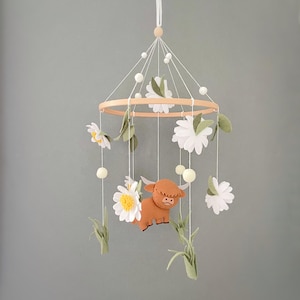 Highland Cow Crib Mobile | Rustic Scotland Nursery Decor | Gender ...