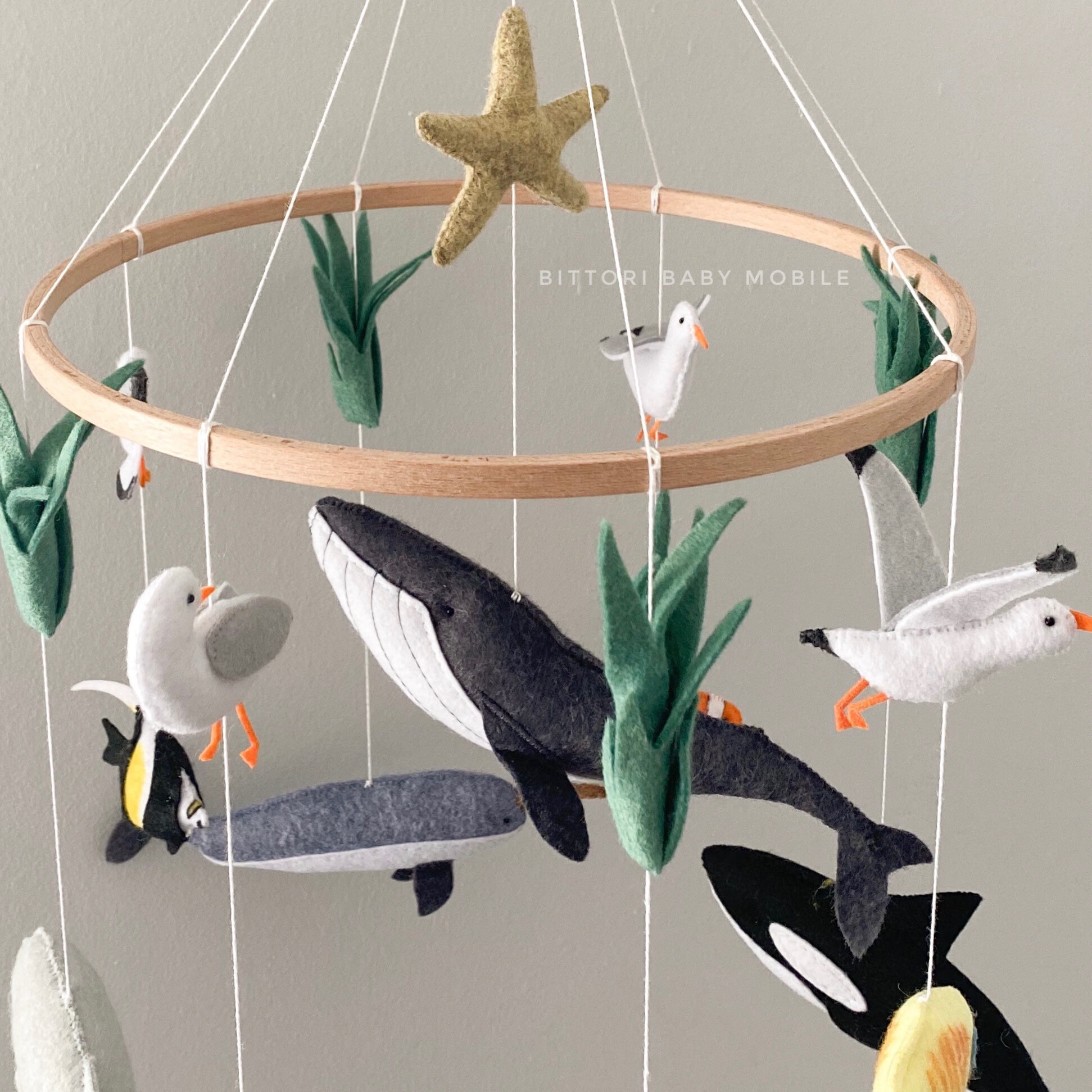 Ocean mobile with coral fish and seagulls whale mobile with | Etsy