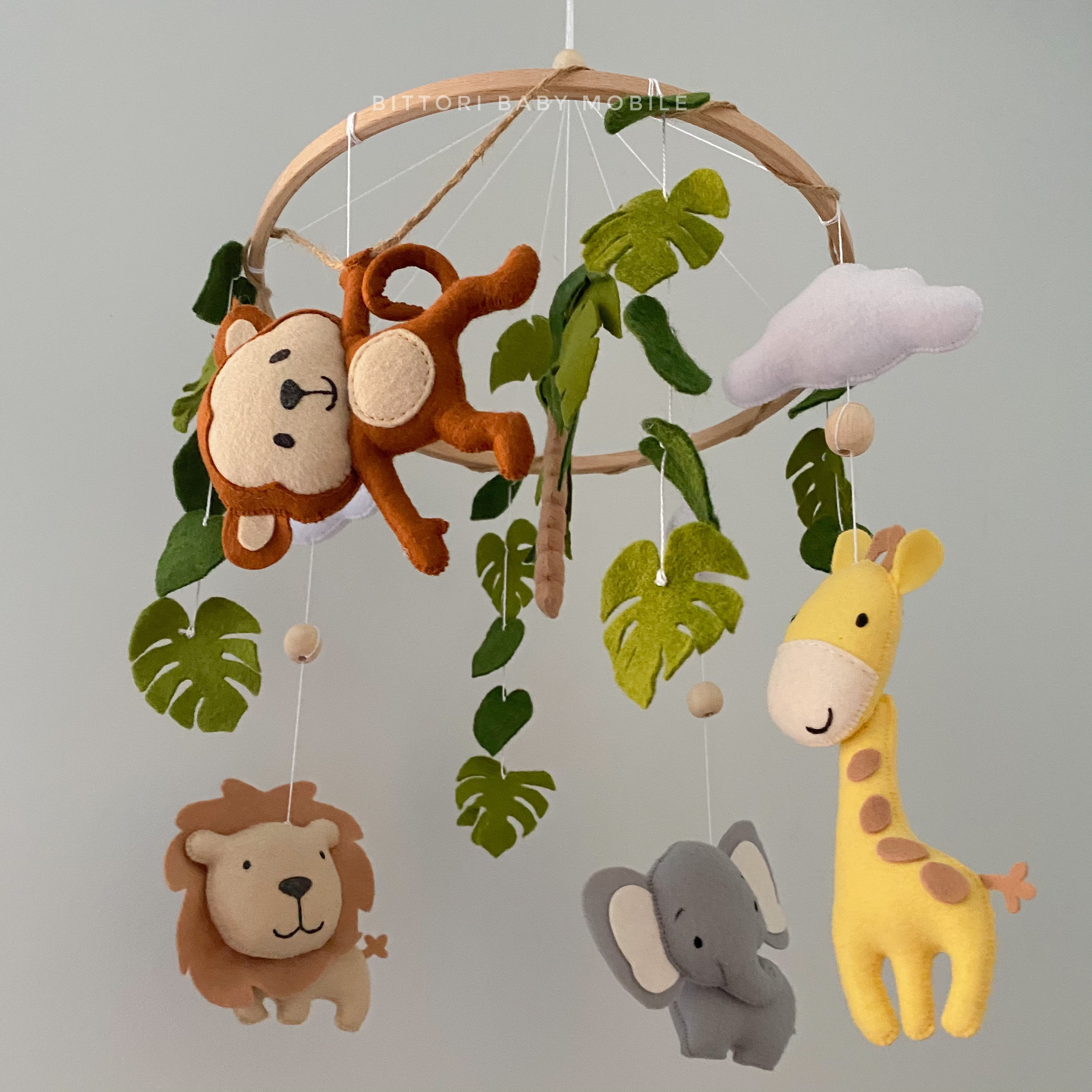 Safari Baby Mobile With Giraffe Elephant Monkey and Lion for - Etsy