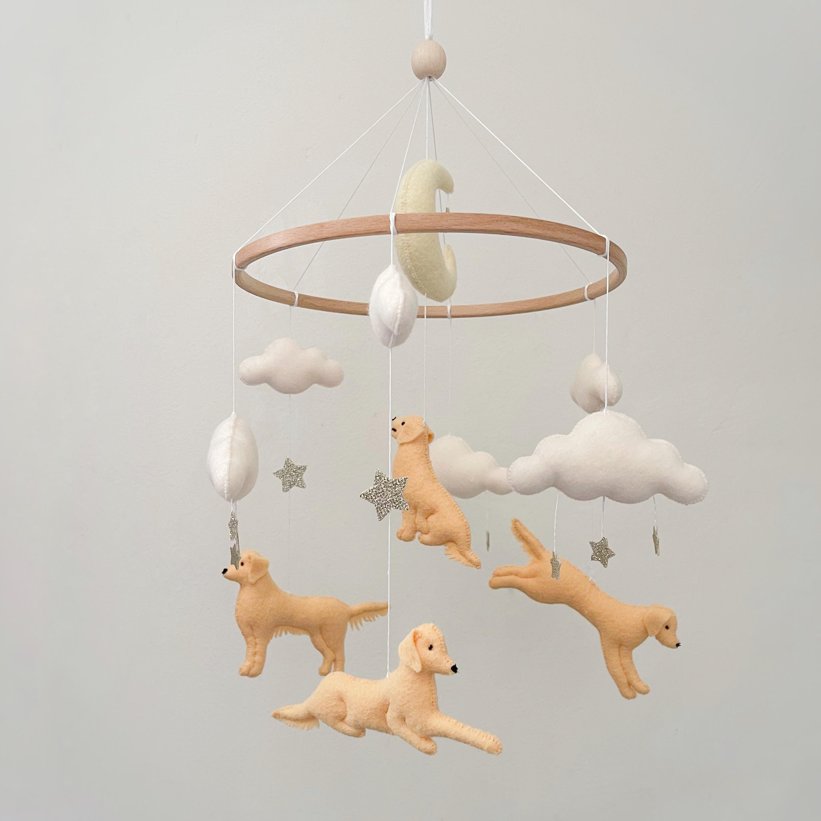 Dog Baby Mobile | Golden Retriever Felt Crib Decor | Handmade Mobile ...