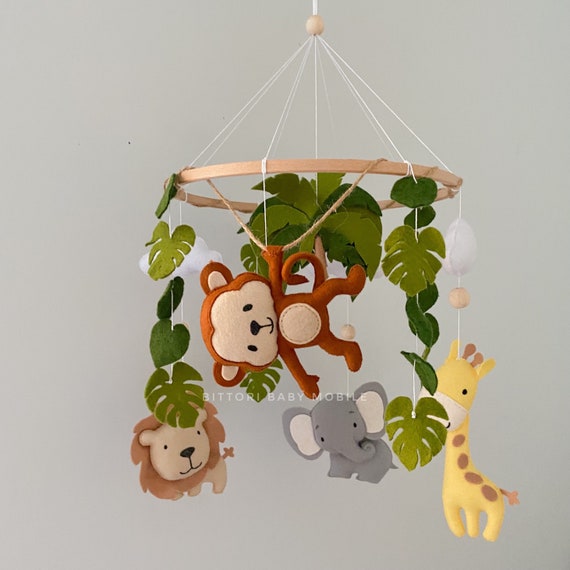 Safari Baby Mobile With Giraffe Elephant Monkey and Lion for - Etsy