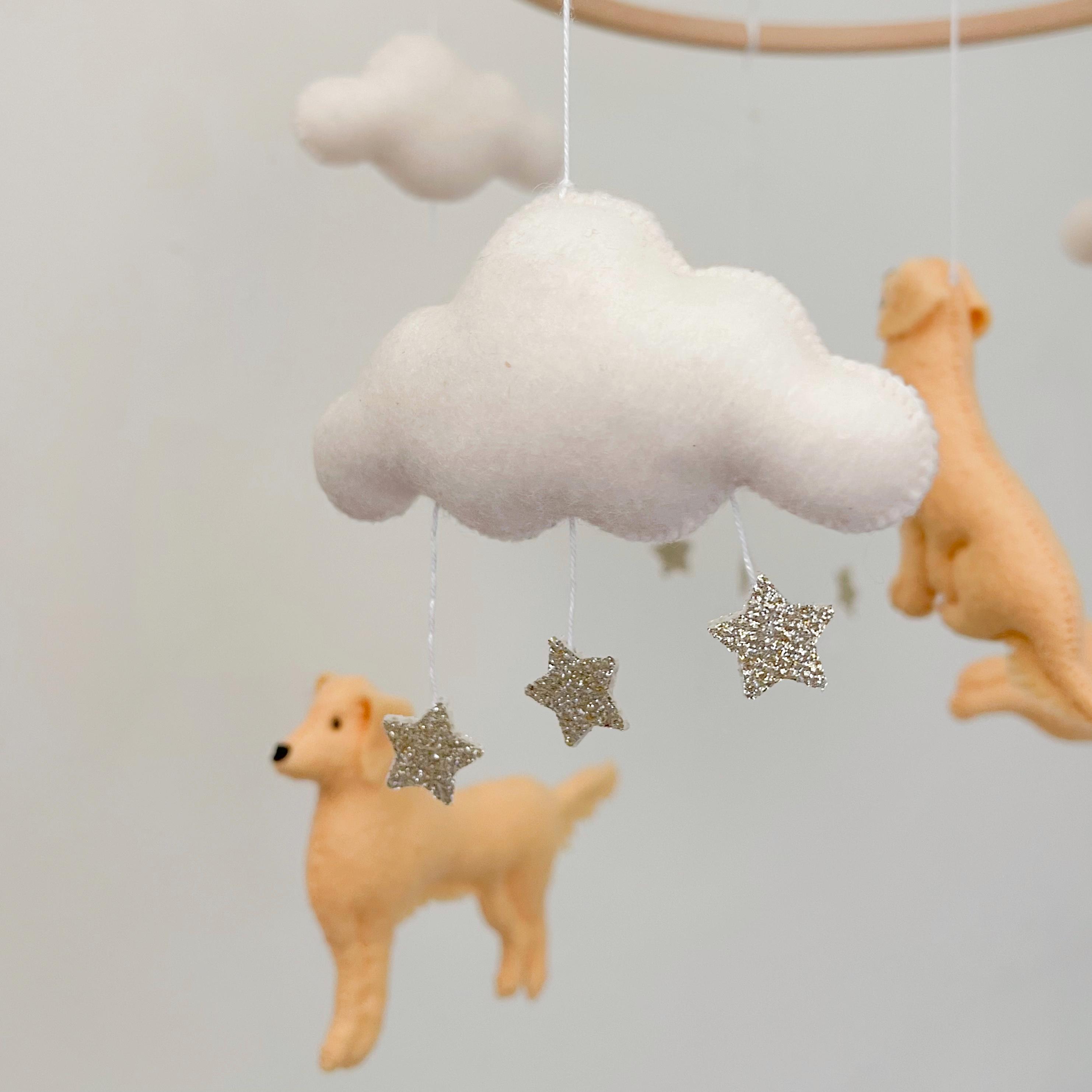 Dog Baby Mobile | Golden Retriever Felt Crib Decor | Handmade Mobile ...