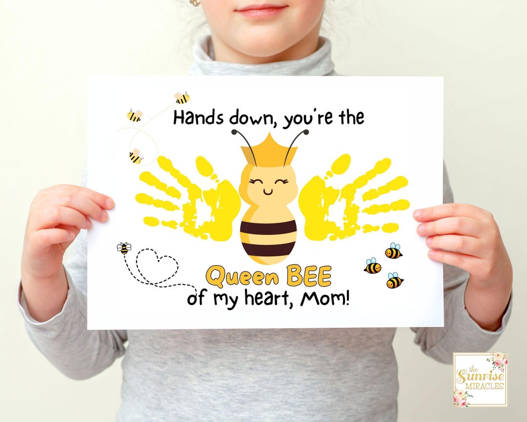 Bee Handprint Craft for Mom | Cute Queen Bee Printable | Easy Toddler ...