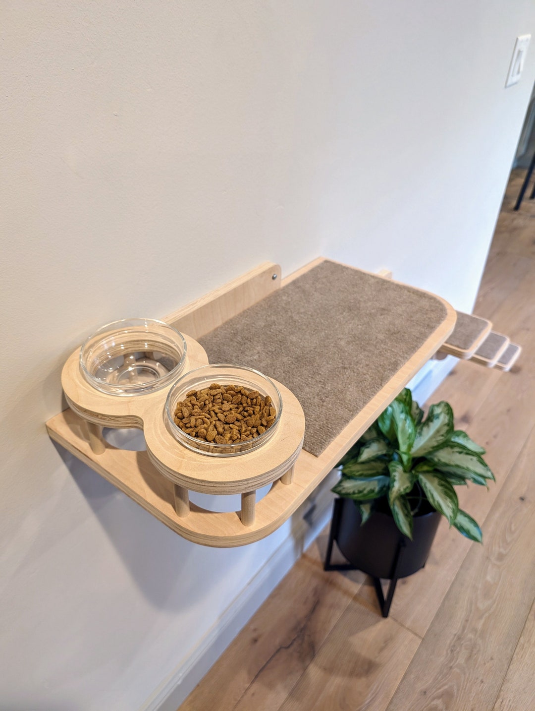 Cat Feeder Shelf | Wall Mounted Shelf for Large Cats | Raised Pet ...