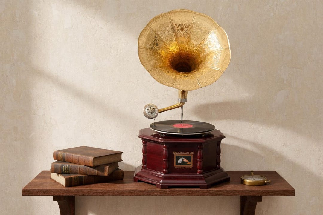 Vintage Hand Crank Gramophone: Retro Shellac Record Player, Home Decor ...