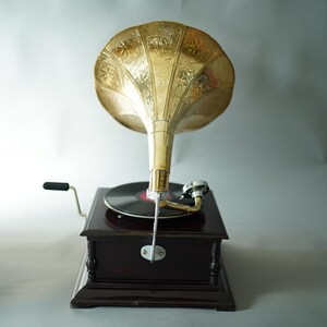 Antique Style Gramophone: Working Shellac Record Player, Rustic Home ...