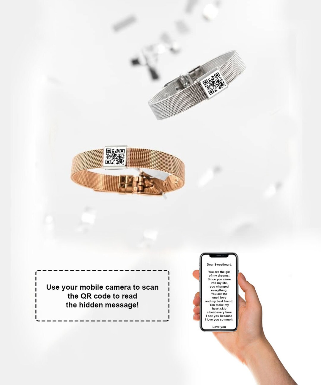 QR Code Personalised Bracelet With Message / Link /audio /video ...