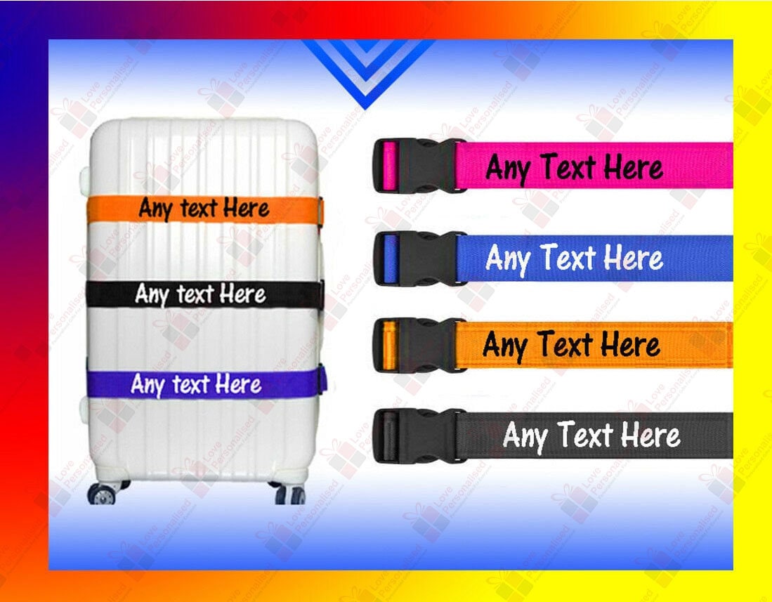 Personalised Luggage Strap Suitcase Printed Safe Luggage Belt 5cm Wide ...