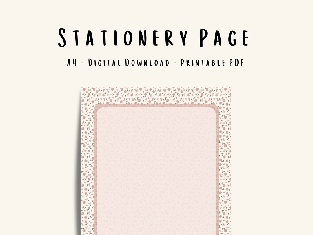 Rose Floral Writing Paper Printable Notes Page Digital - Etsy