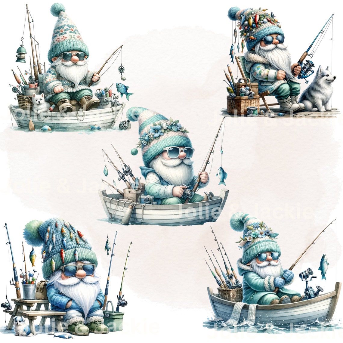 Watercolor Fishing Gnome Clipart Bundle Png, Fisherman Gnome, Fly ...