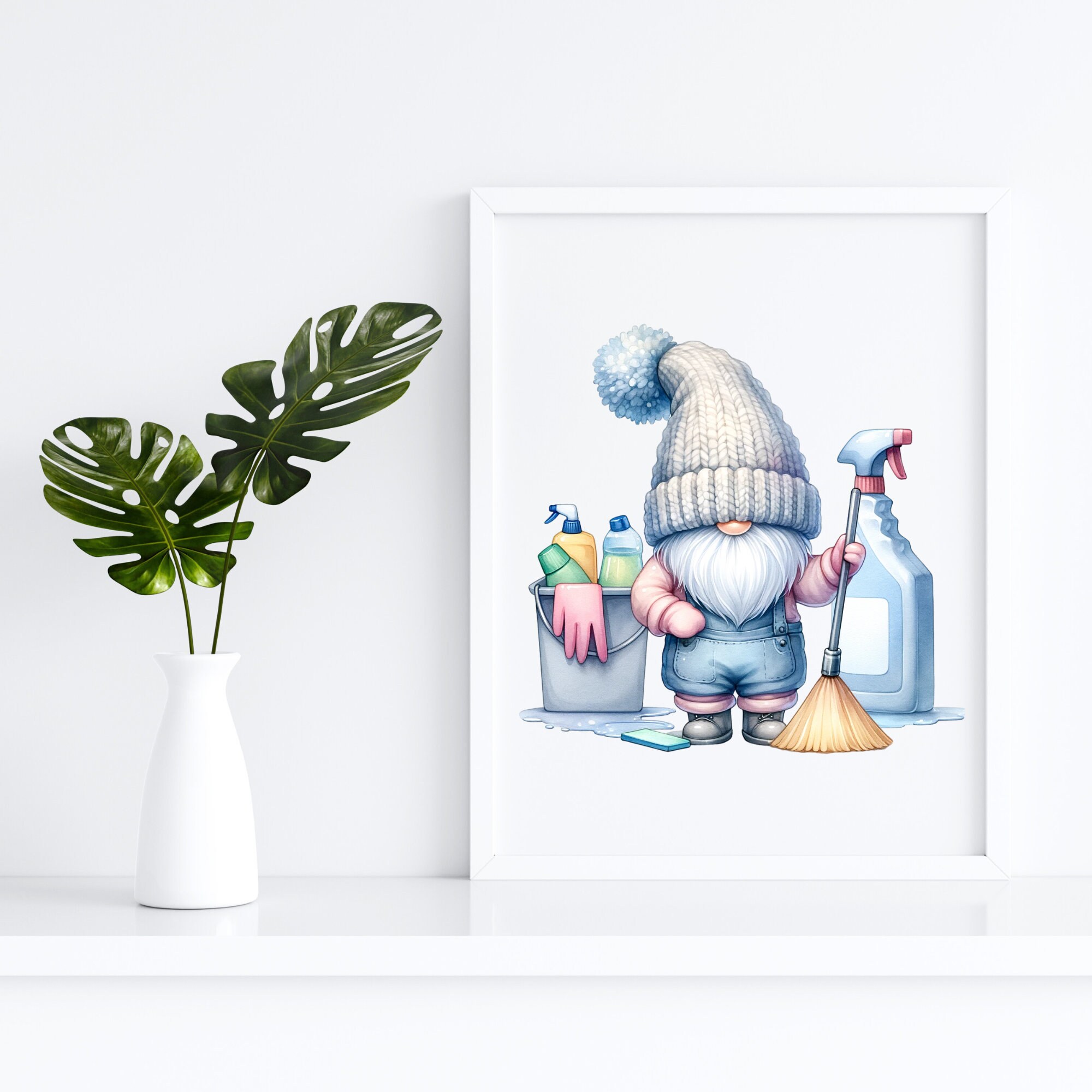 Cleaning Gnomes Clipart, Laundry Day, Cleaning Planner Stickers Clip Art, Gnome PNG, Chore ...