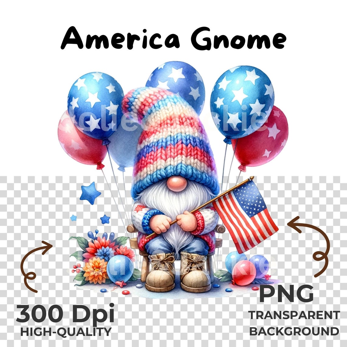 Patriotic Gnome Clipart PNG Bundle - 15 American Pride PNG, 4th of July ...