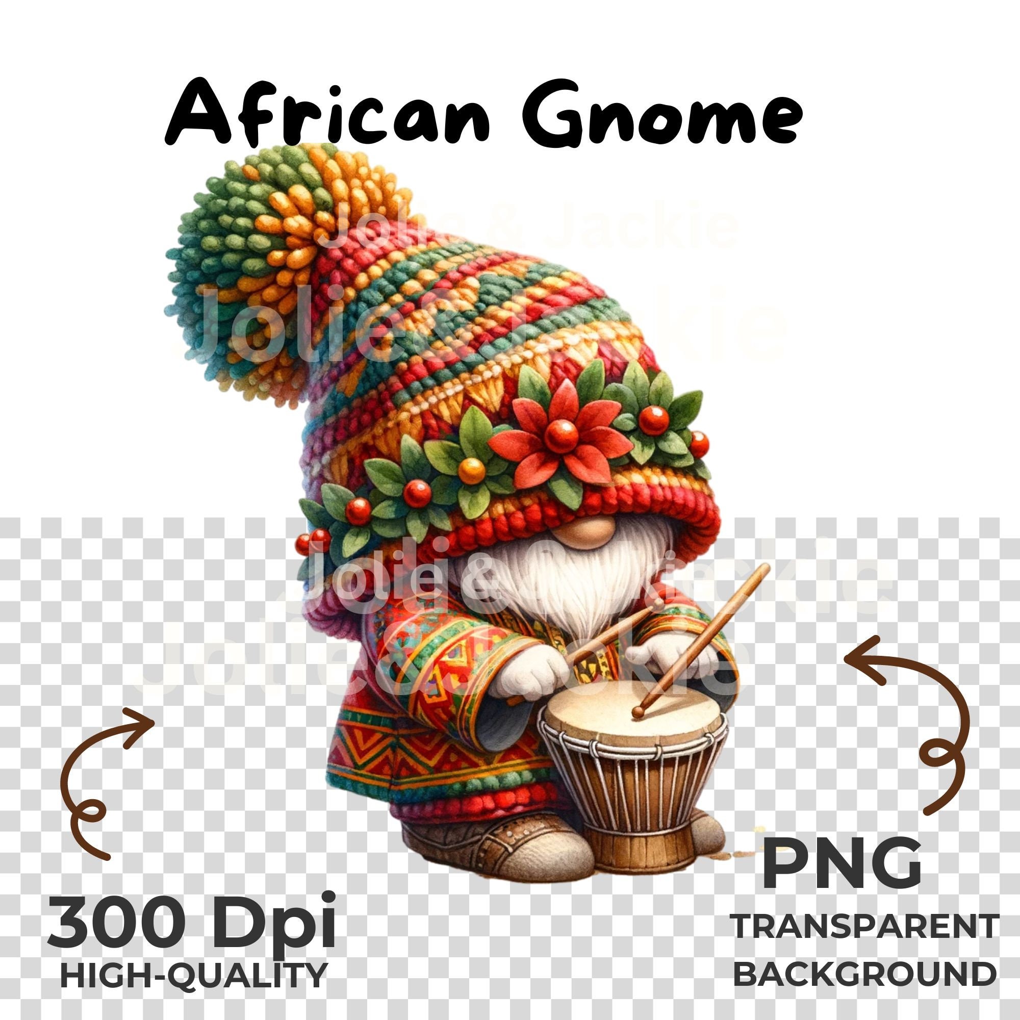 Watercolor African Gnome Gnome Png Clipart Bundle, Black History Month ...