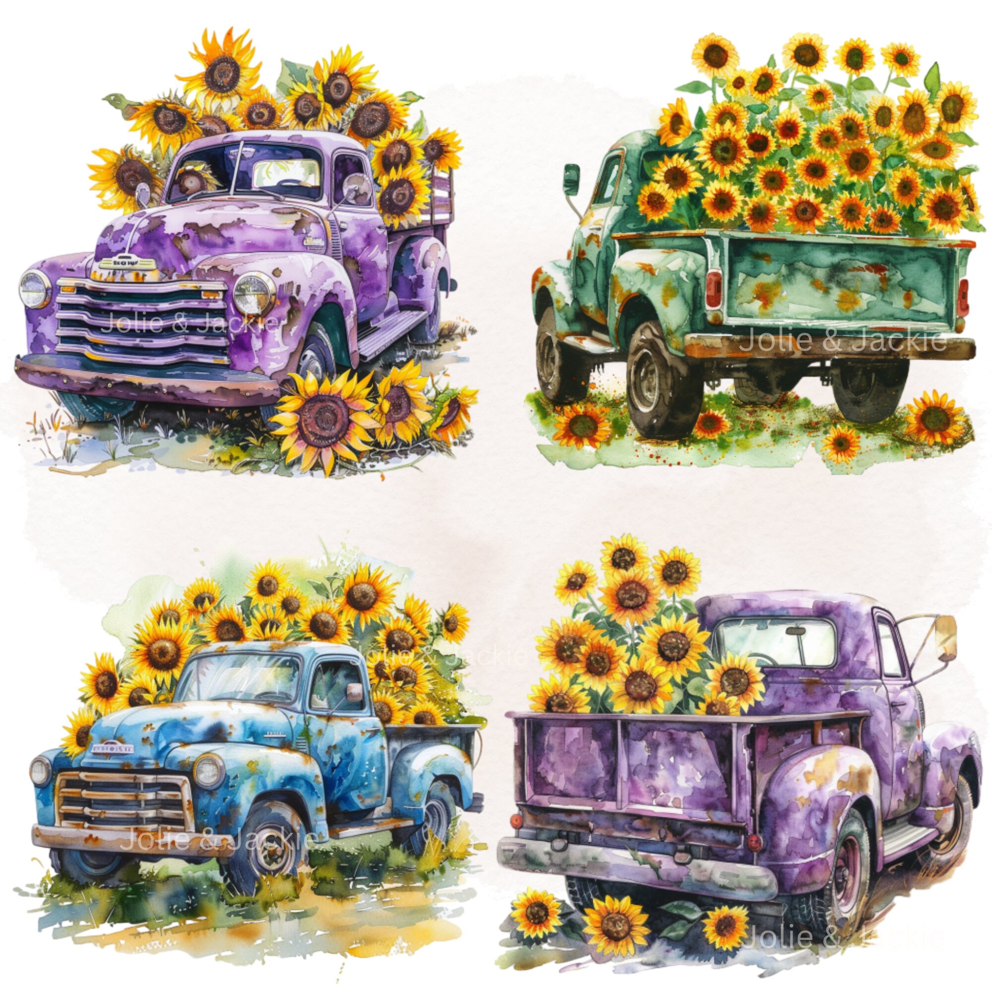 Vintage Pickup Truck Floral Truck Images, Botanical Truck, Flower Images, Truck Png, Retro Truck ...