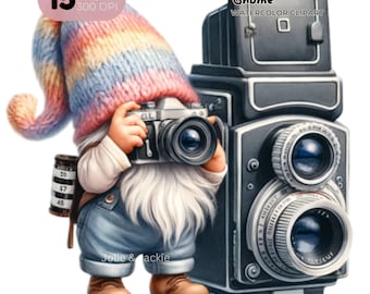 Watercolor Cute Gnome Photographer PNG, Camera Gnomes Clip Art ...