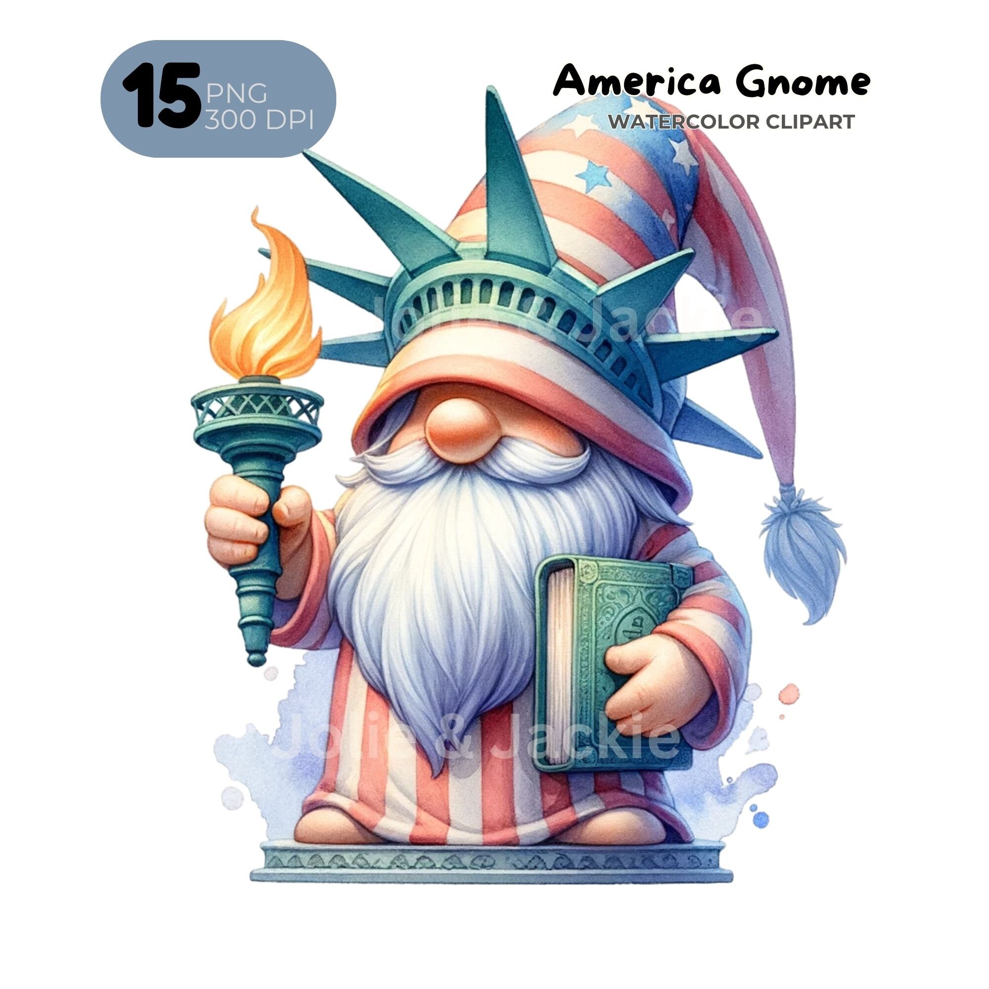 Patriotic Gnome Clipart PNG Bundle - 15 American Pride PNG, 4th of July ...
