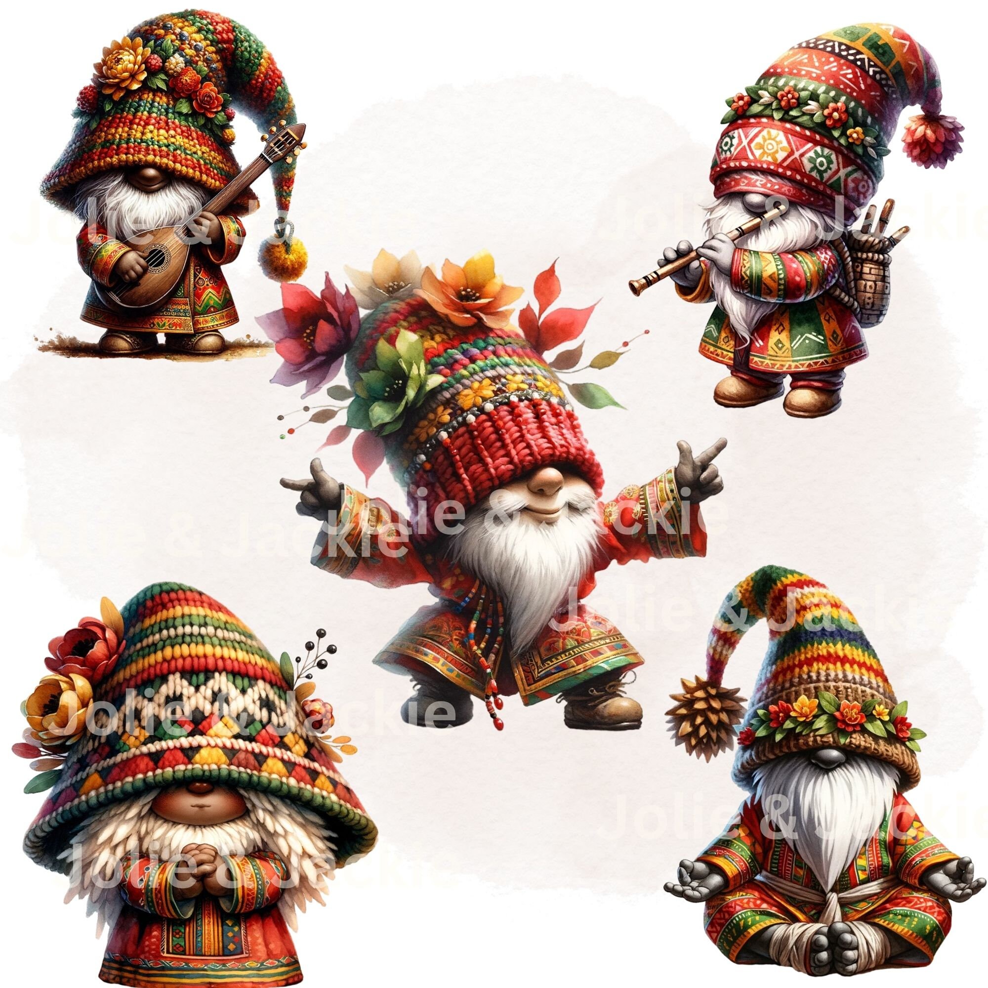 Watercolor African Gnome Gnome Png Clipart Bundle, Black History Month ...