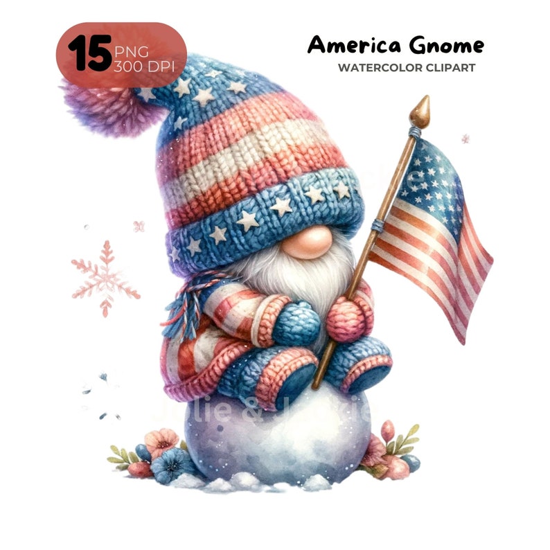Patriotic Gnome Clipart PNG Bundle - 15 American Pride PNG, 4th of July ...