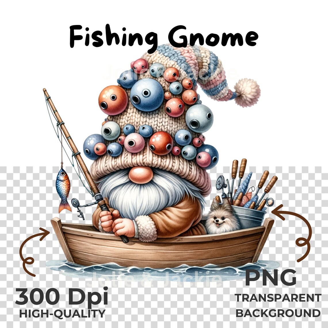 Watercolor Fishing Gnome Clipart Bundle Png, Fisherman Gnome, Fly ...