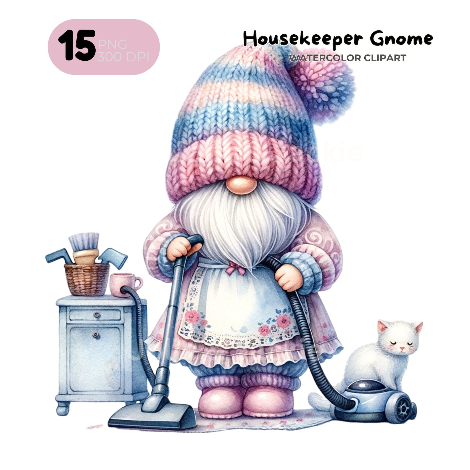 Cleaning Gnomes Clipart, Laundry Day, Cleaning Planner Stickers Clip ...