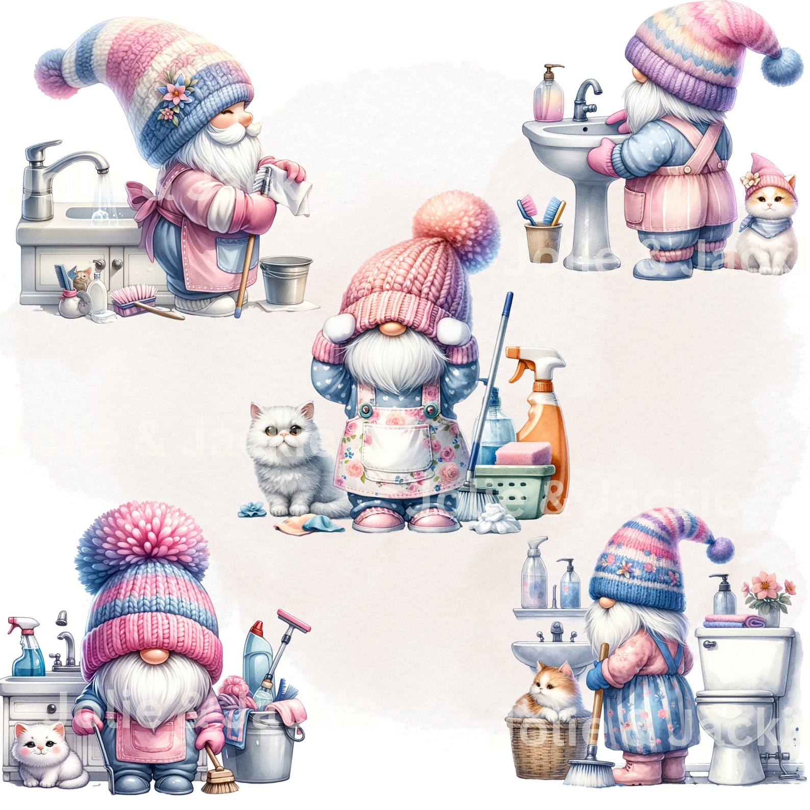 Cleaning Gnomes Clipart, Laundry Day, Cleaning Planner Stickers Clip ...