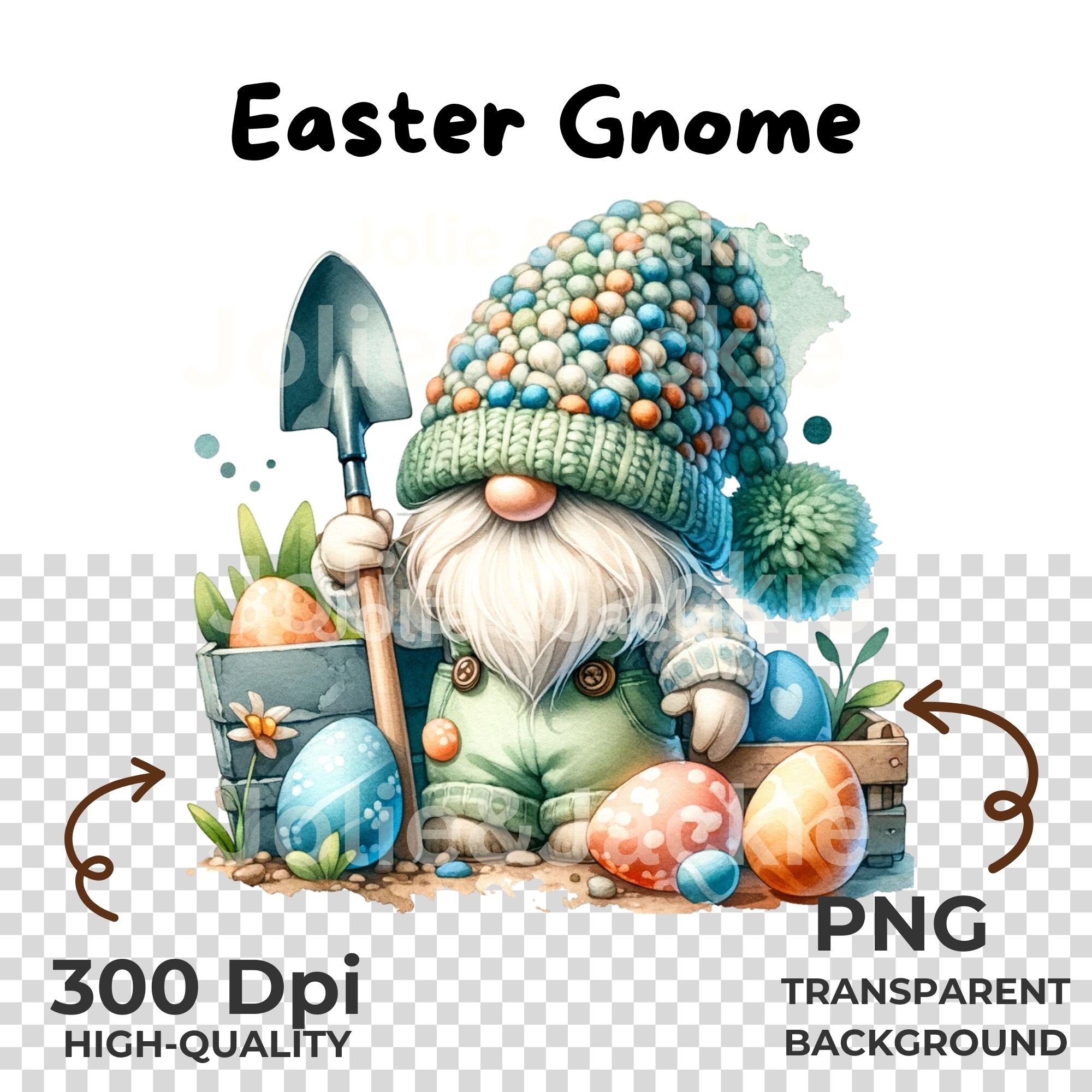 Watercolor Easter Gnome Png Clipart Bundle, Garden Clipart, Spring ...