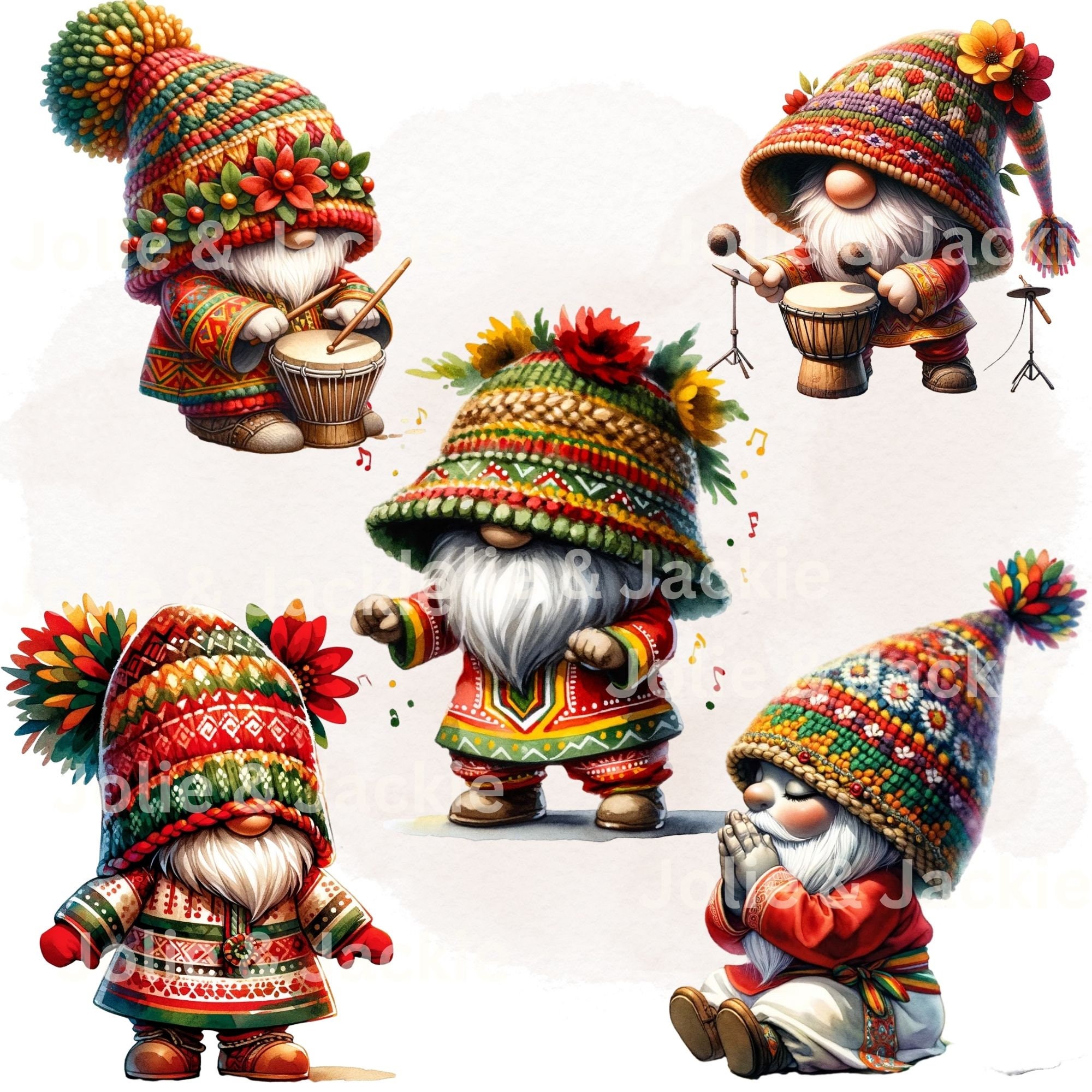 Watercolor African Gnome Gnome Png Clipart Bundle, Black History Month ...