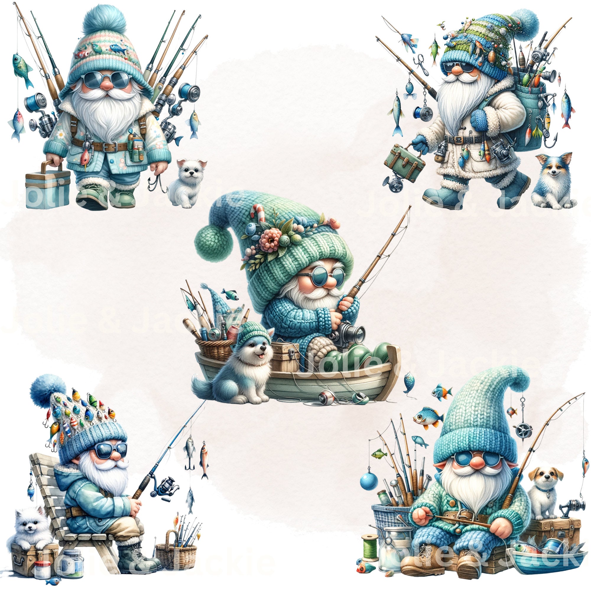 Watercolor Fishing Gnome Clipart Bundle Png, Fisherman Gnome, Fly ...