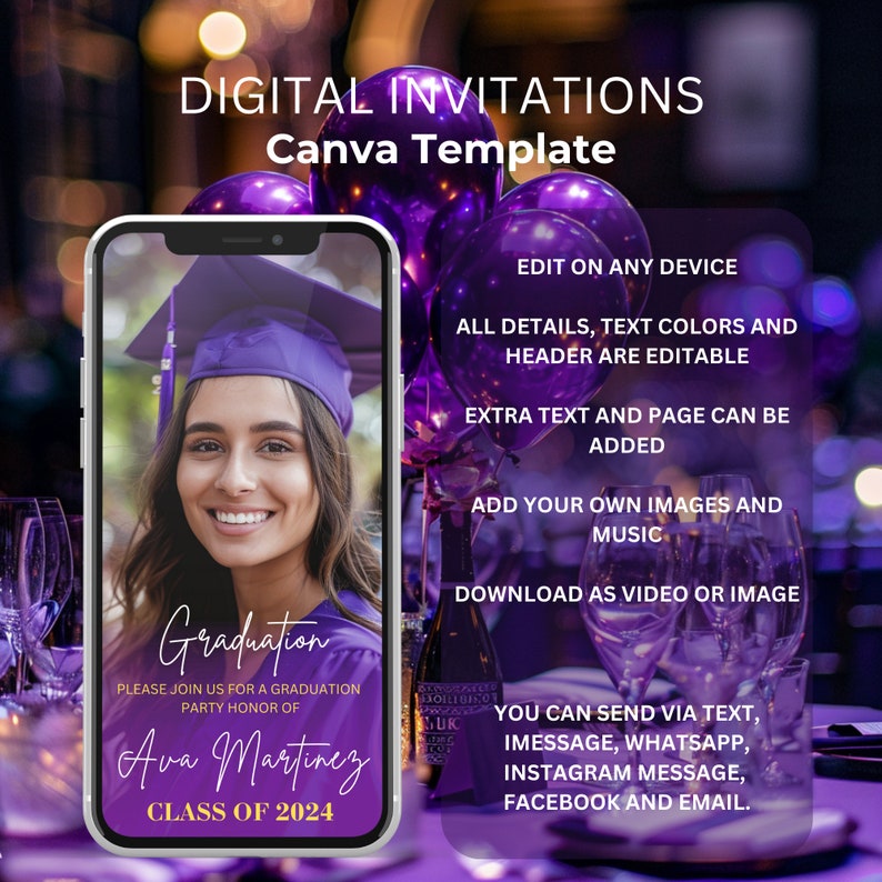 Class of 2024 Graduation Invites, Grad Announcement, High School ...