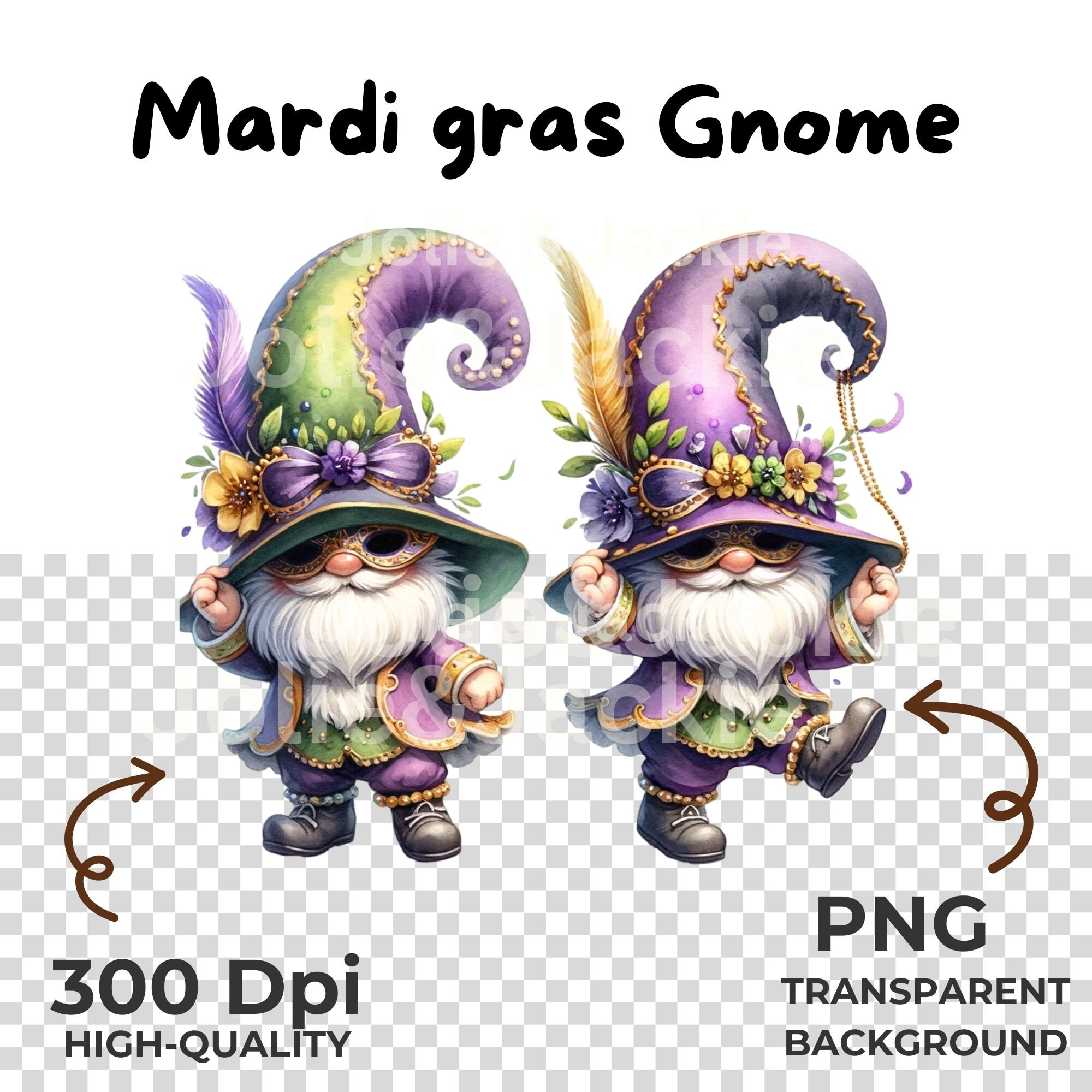 Watercolor Mardi Gras Gnomes Clipart, Festive Gnome PNG, Fleur De Lis ...