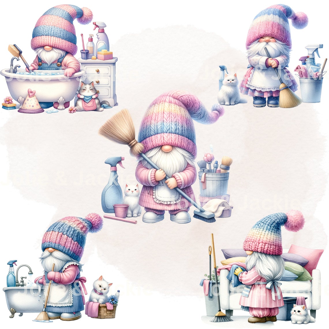 Cleaning Gnomes Clipart, Laundry Day, Cleaning Planner Stickers Clip Art, Gnome PNG, Chore ...