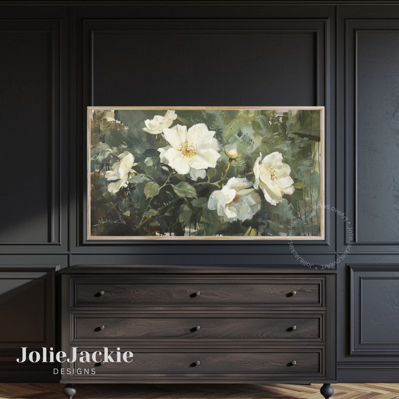 Vintage Flowers Samsung Frame TV Art, Summer Floral Painting, Abstract ...
