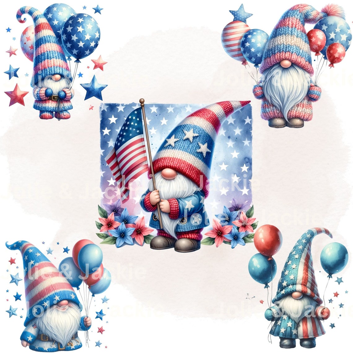 Patriotic Gnome Clipart PNG Bundle - 15 American Pride PNG, 4th of July ...