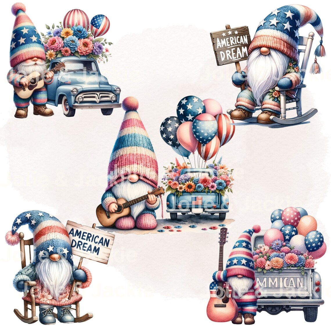 Patriotic Gnome Clipart PNG Bundle 15 American Pride PNG, 4th of July ...