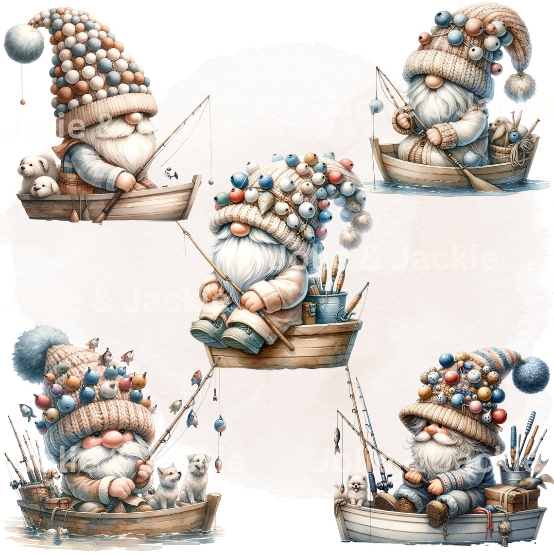 Watercolor Fishing Gnome Clipart Bundle Png, Fisherman Gnome, Fly ...