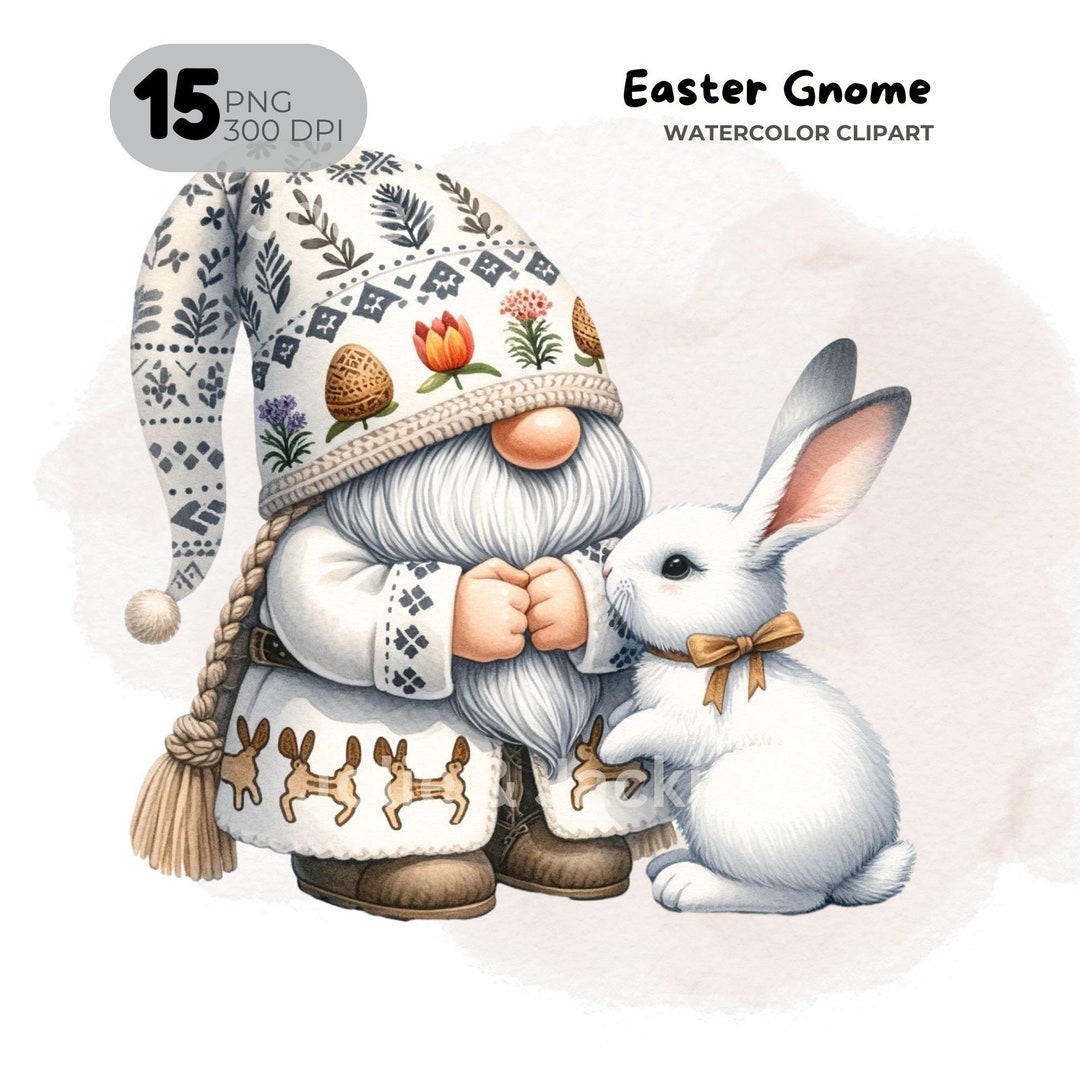 Watercolor Easter Eggs Gnome Png Clipart Bundle, Chicks Eggs, Garden ...