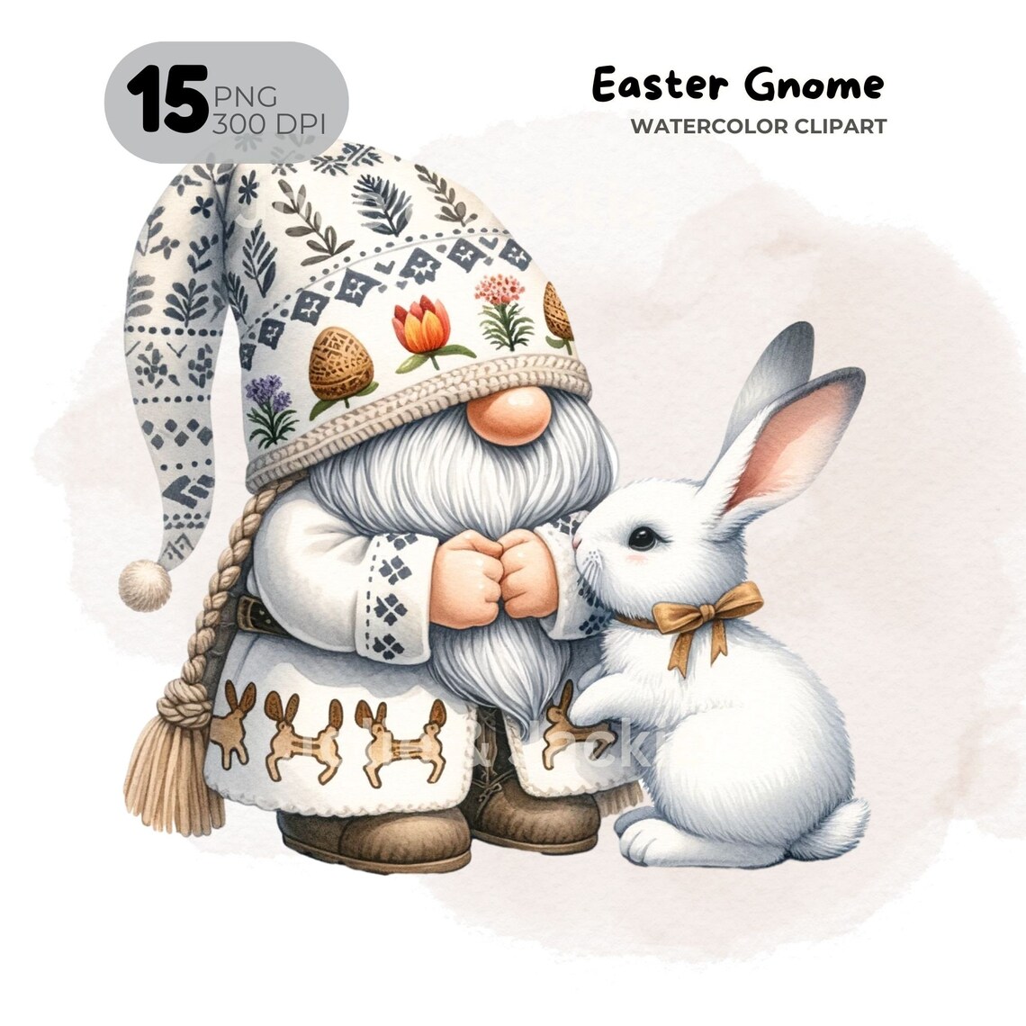 Watercolor Easter Eggs Gnome Png Clipart Bundle, Chicks Eggs, Garden ...