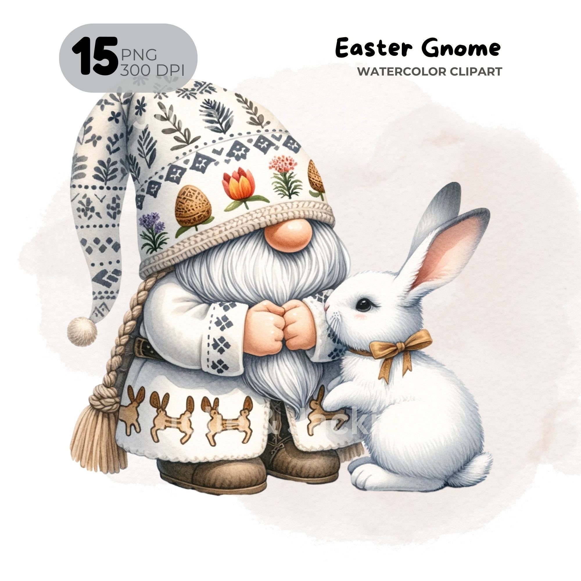 Watercolor Easter Eggs Gnome Png Clipart Bundle, Chicks Eggs, Garden ...