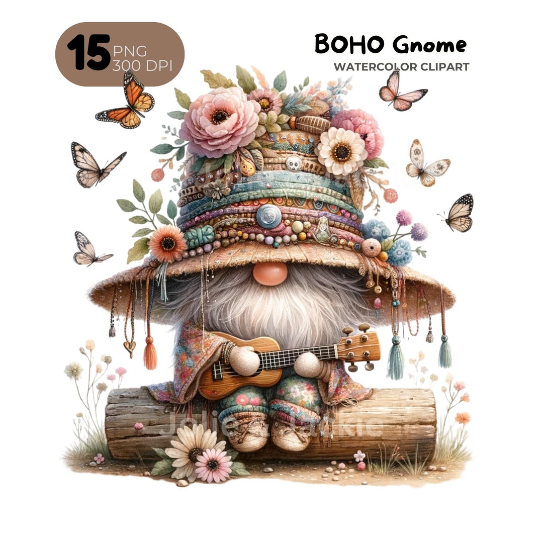 Boho Gnome, Western Gnome, Boho Wall Art, Boho Decor, Floral Western ...