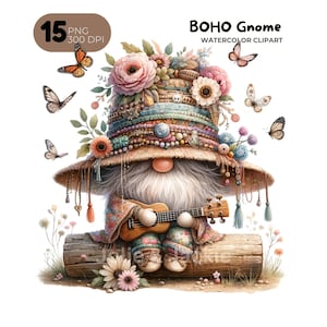 Boho Gnome, Western Gnome, Boho Wall Art, Boho Decor, Floral Western ...