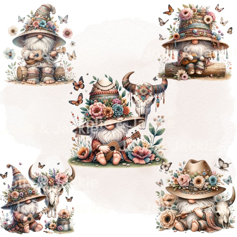 Boho Gnome, Western Gnome, Boho Wall Art, Boho Decor, Floral Western ...