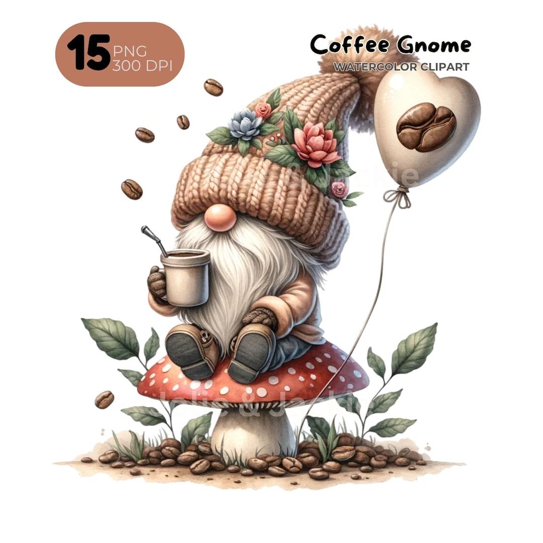Coffee Gnome PNG Coffee Beans Gnome Clipart Cute Gnome Clipart Coffee ...